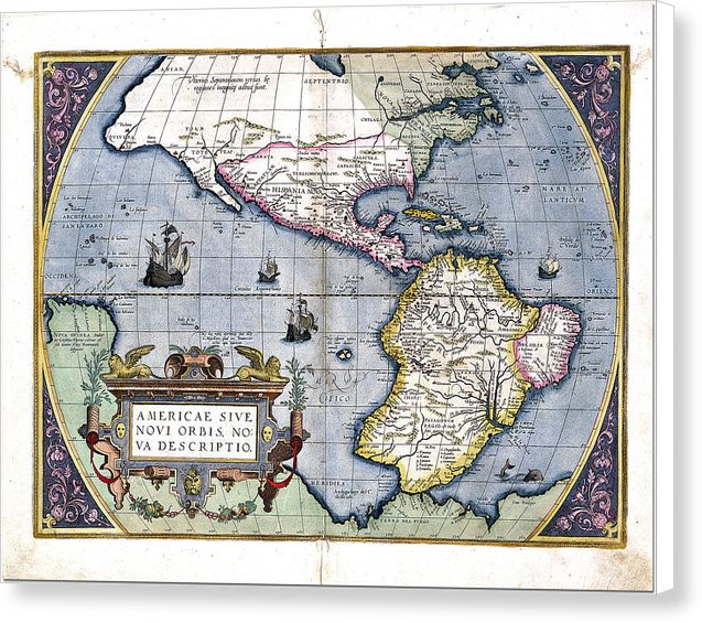 Old Map Of The Americas 1579 - Canvas Print – Dusty Maps Store