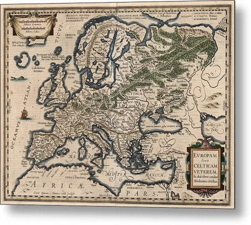 1618 Map Of Europe - Metal Print – Dusty Maps Store