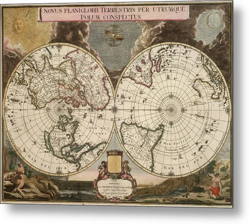 Old 1672 Map Of The World - Metal Print – Dusty Maps Store