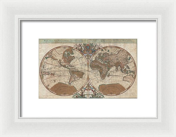 Old 1691 Map Of The World - Framed Print – Dusty Maps Store