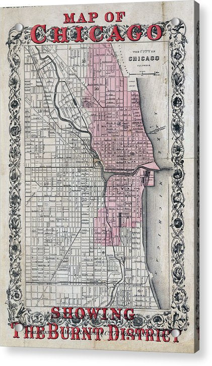 Old Chicago Fire Map - Acrylic Print – Dusty Maps Store
