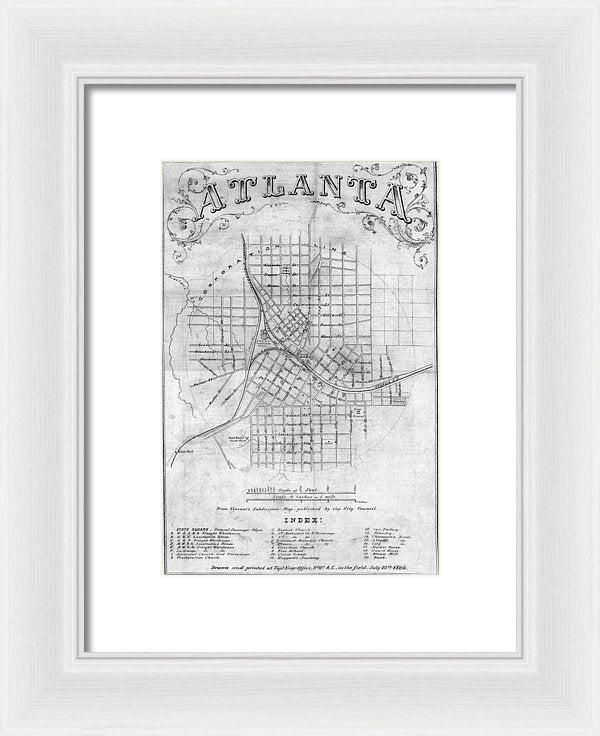 Old Map Of Atlanta 1864 - Framed Print – Dusty Maps Store
