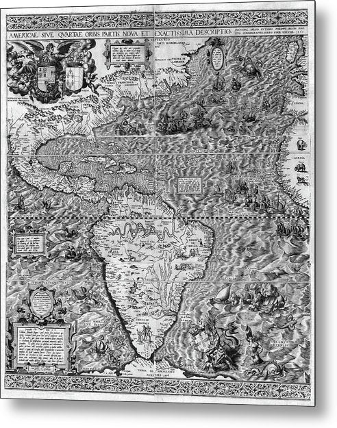 Old Map Of The Americas 1562 - Metal Print – Dusty Maps Store