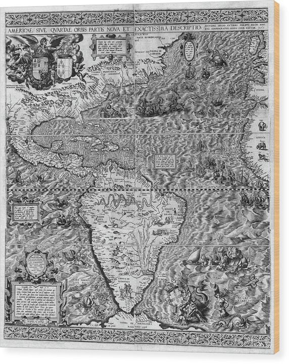 Old Map Of The Americas 1562 - Wood Print – Dusty Maps Store
