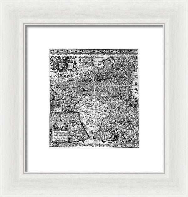 Old Map Of The Americas 1562 - Framed Print – Dusty Maps Store