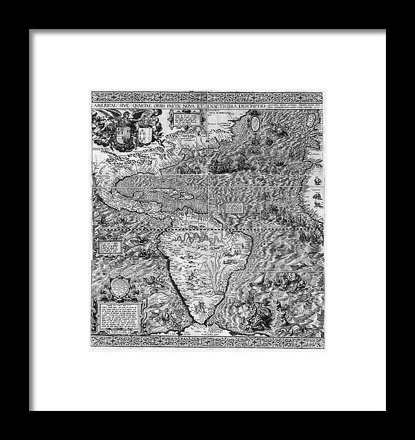 Old Map Of The Americas 1562 - Framed Print – Dusty Maps Store
