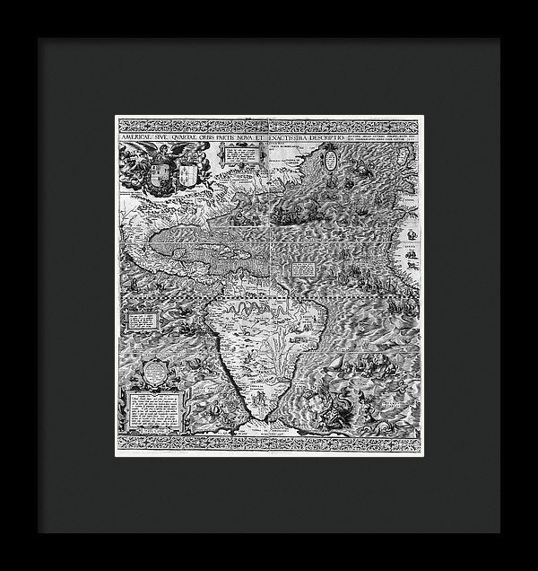 Old Map Of The Americas 1562 - Framed Print – Dusty Maps Store