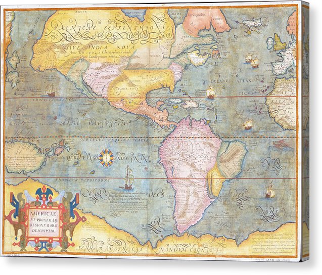Old Map Of The Americas 1580 - Canvas Print – Dusty Maps Store