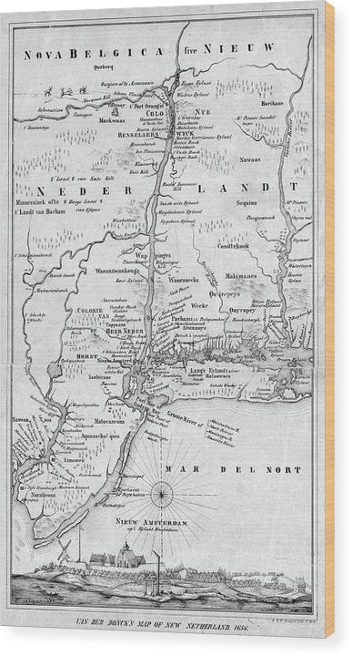 Old New York City Map 1656 - Wood Print – Dusty Maps Store