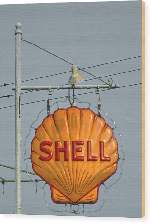 Old, Vintage Shell Gas Station Sign - Wood Print – Dusty Maps Store