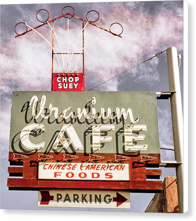 Photo Of A Roadside Cafe Sign - Canvas Print – Dusty Maps Store