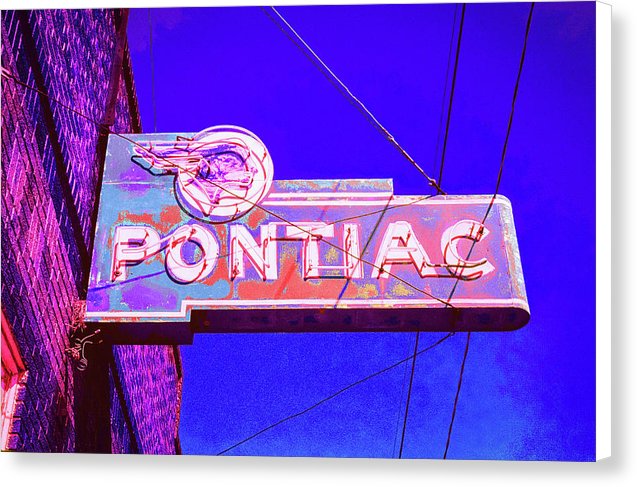 Photo Of A Vintage Pontiac Sign - Canvas Print – Dusty Maps Store
