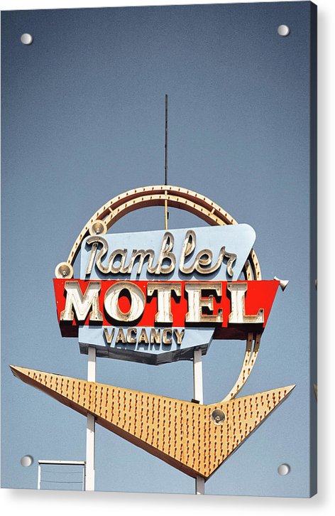Vintage Motel Sign - Rambler - Acrylic Print – Dusty Maps Store